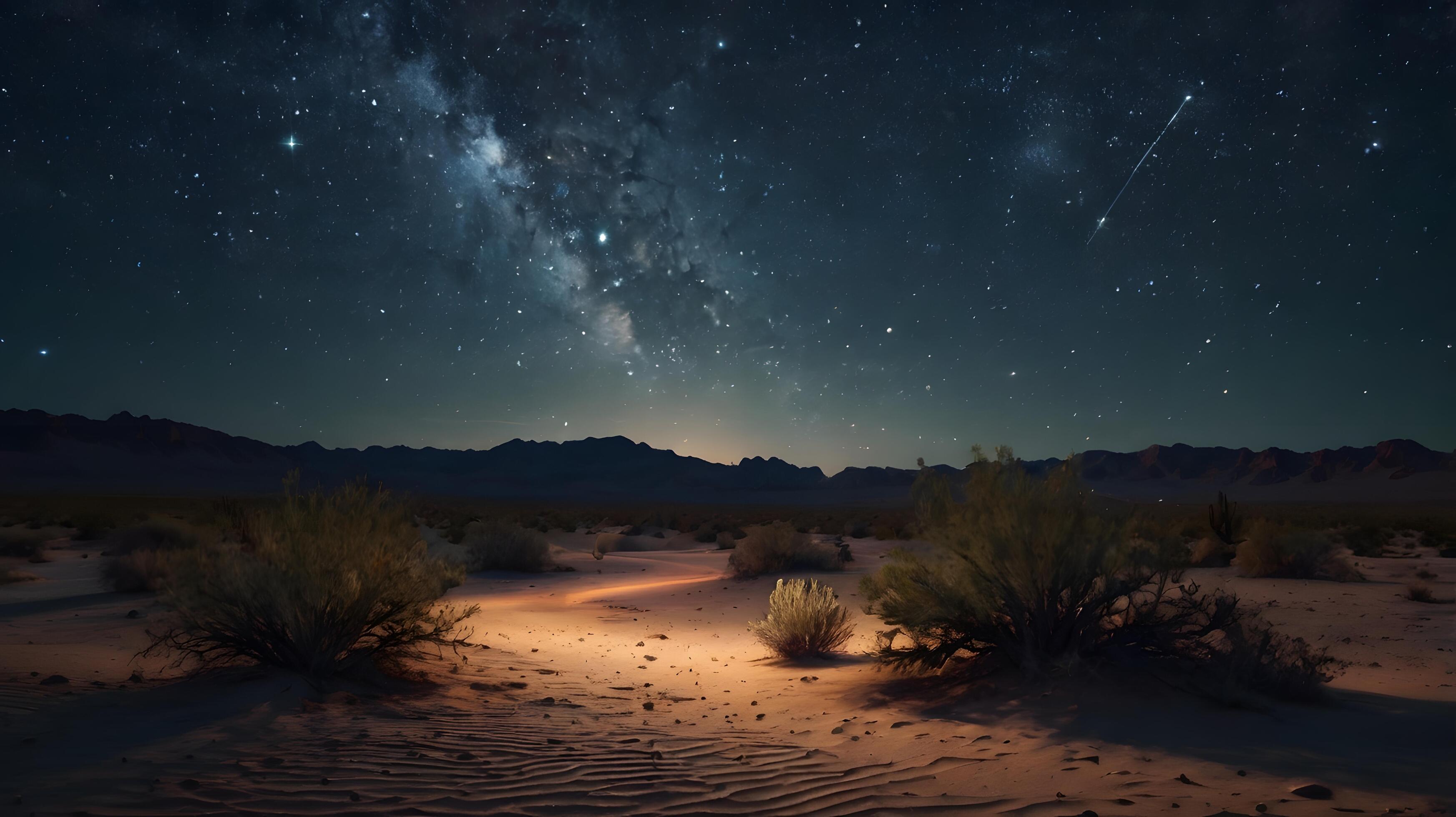 a starry night over a quiet desert 59210190 Stock Photo at Vecteezy