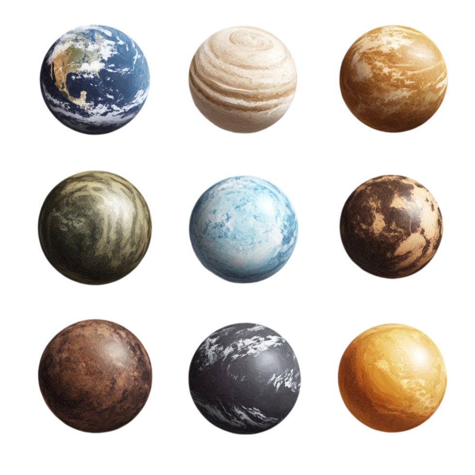 Collection Of Celestial Bodies Planets And Space Spheres Isolated On