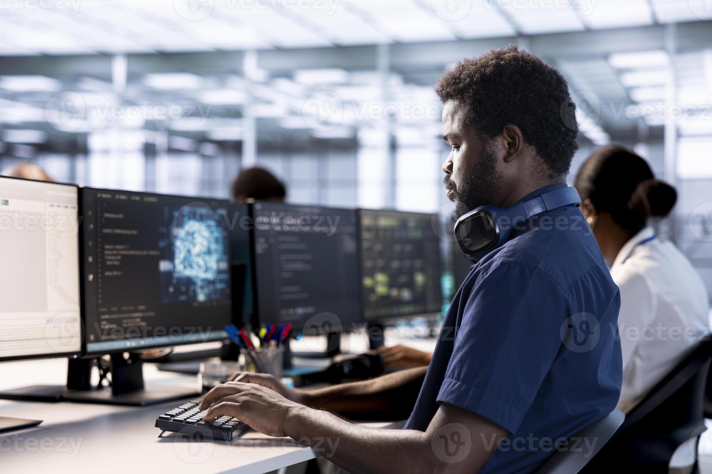 Artificial intelligence engineer in data center checks for performance ... Artificial intelligence engineer in data center checks for performance ...