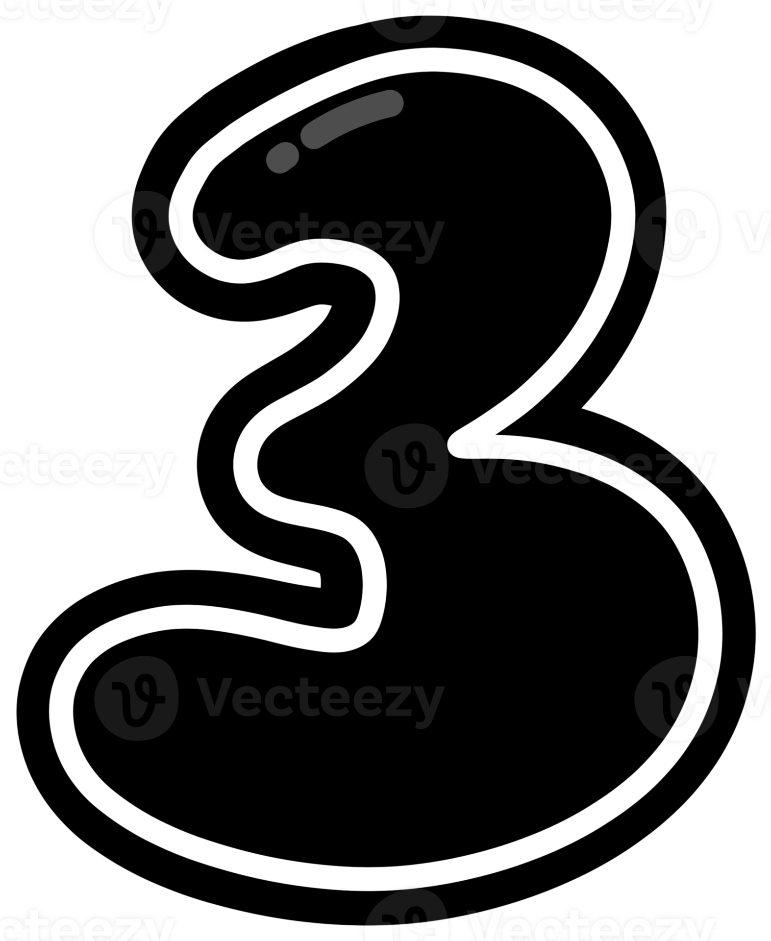 Cute black and white number 3, Hand drawn number for kids, number ...