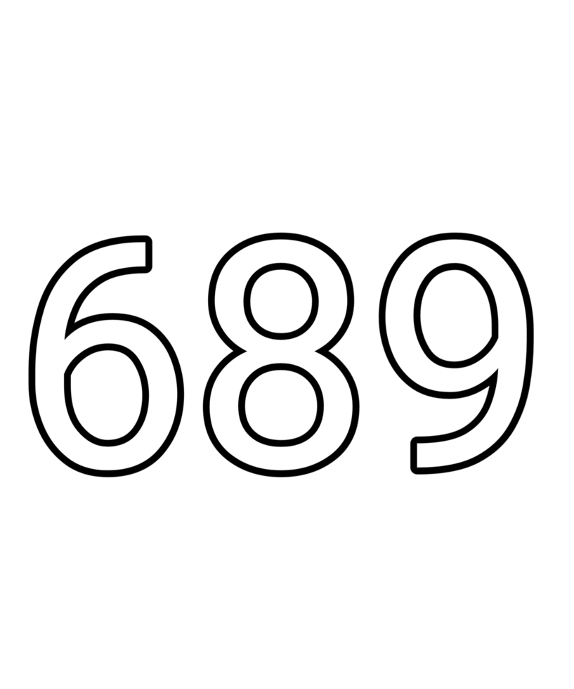 Black and white color numbers 689 59227452 PNG