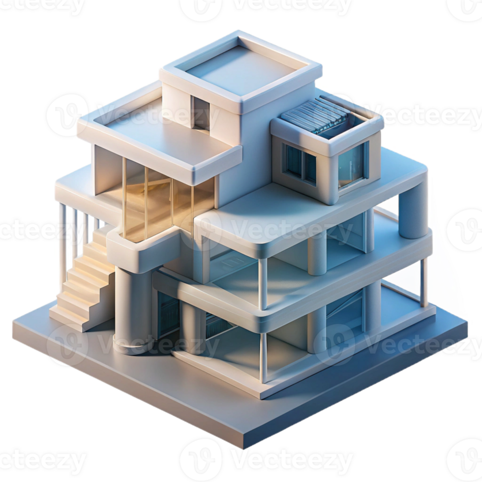 impressive vintage 3D-printed house, layered construction, complex ...