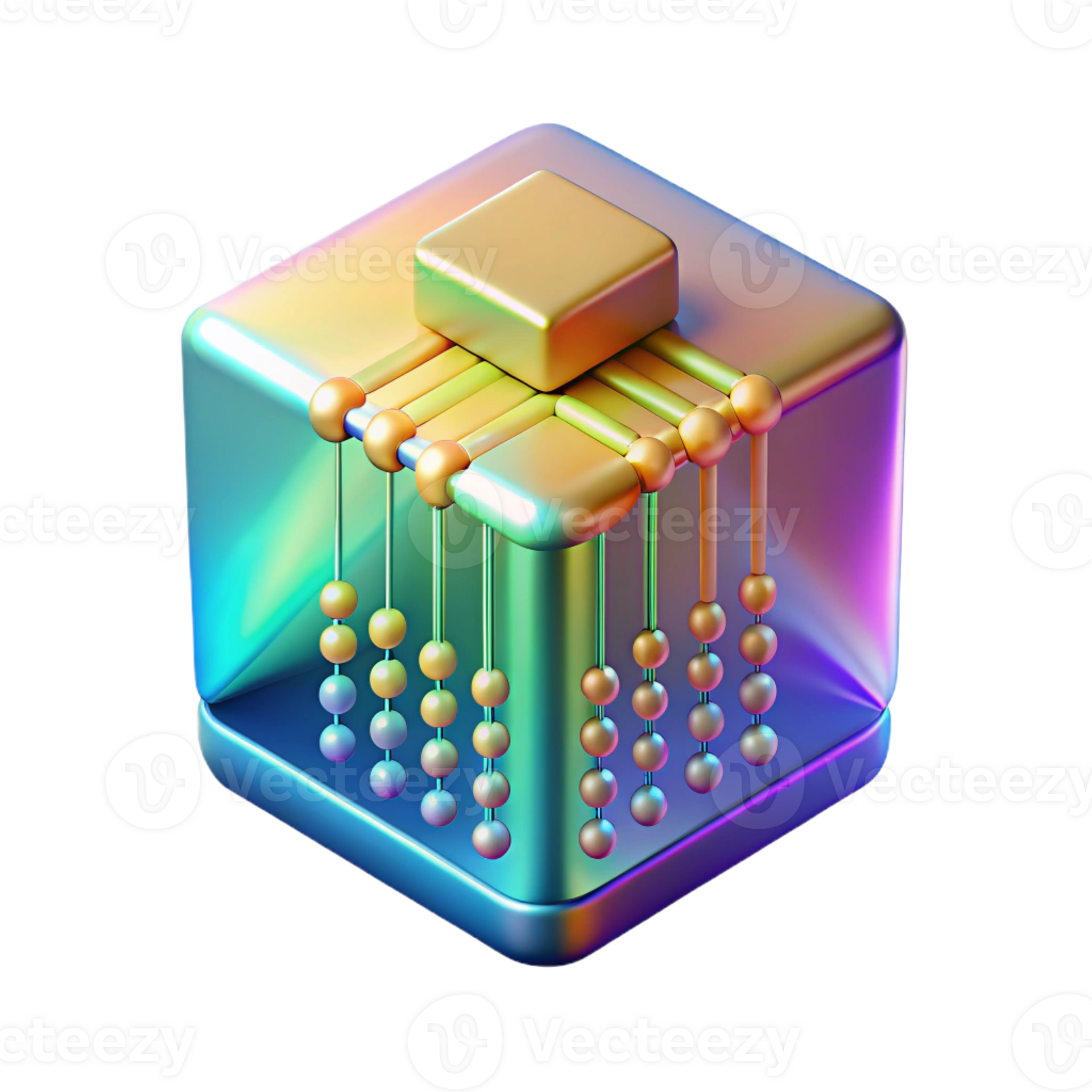 extraordinary creative A single, levitating, holographic data cube emitting streams of binary ...