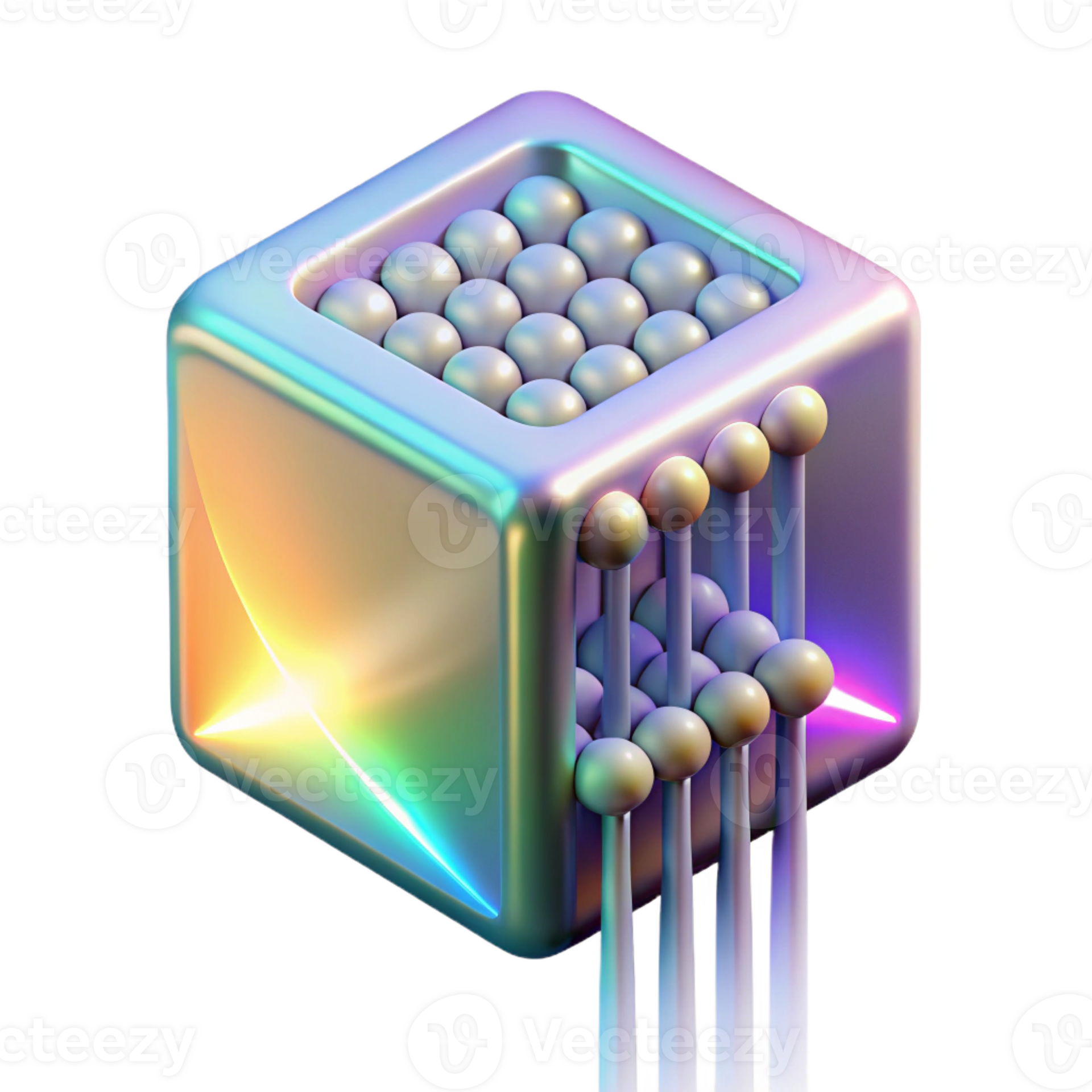 Serene Minimalist A Single Levitating Holographic Data Cube Emitting Streams Of Binary Code