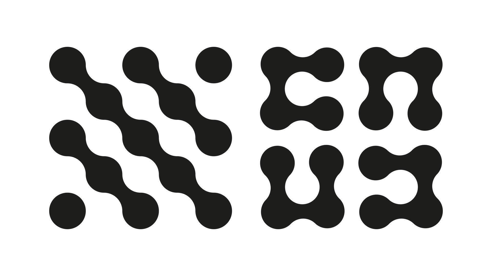 Metaball dot icons set. Trendy pattern. Connected circle shapes sign. Abstract integration ...