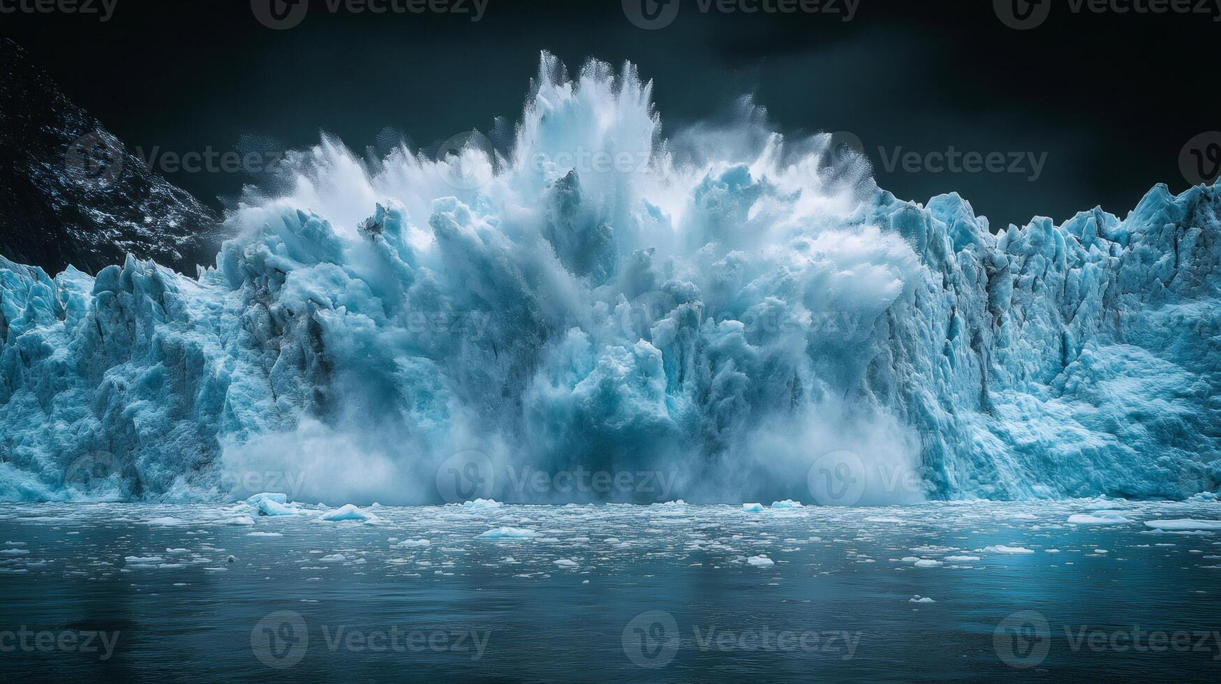Glacier collapsing dramatically creating huge splash of ice and water 59241790 Stock Photo at ...