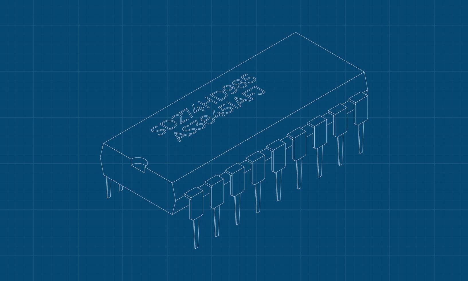 Microchip Computer Electronic Component Blueprint Microchip Icon