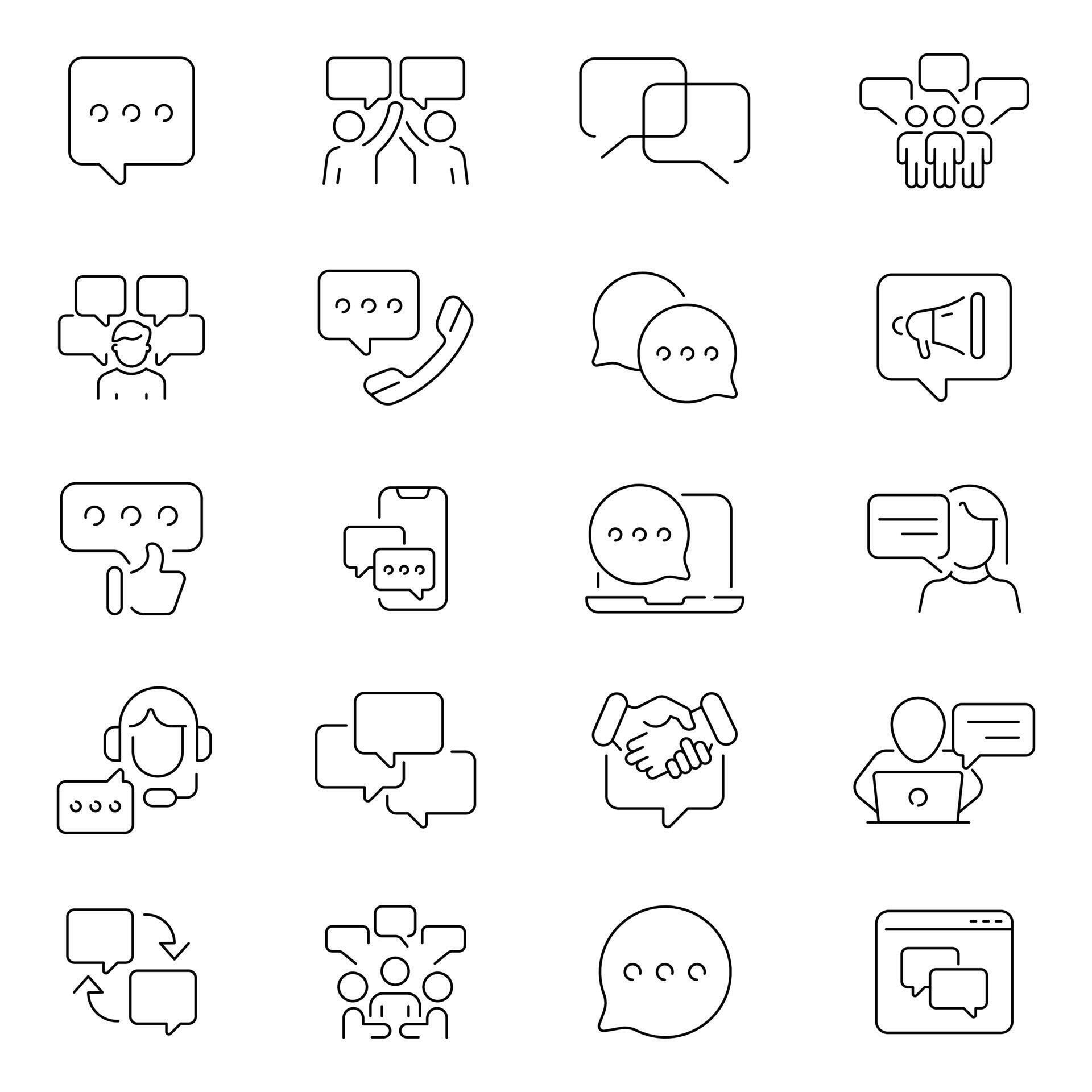 Message bubbles device notification outline icon set. Chat and communication symbols 59247922 ...