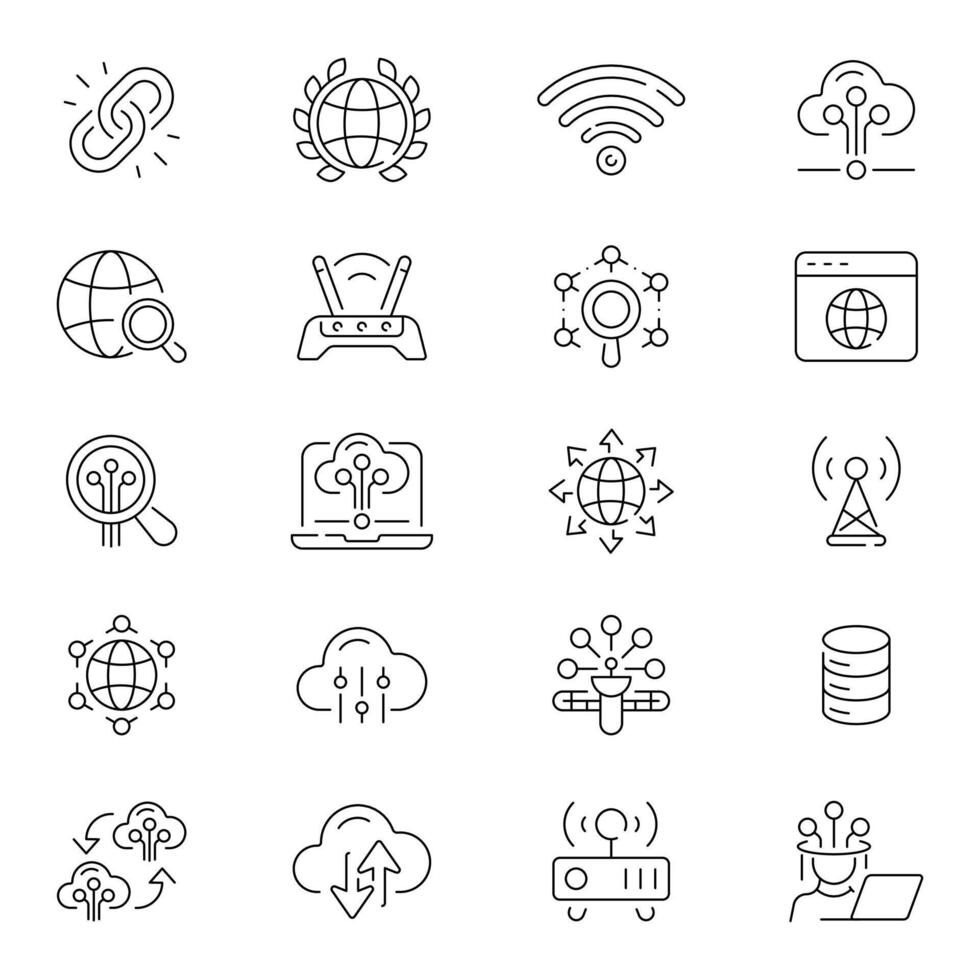 Internet Icons Internet Icon Set In Line Style Network Website Computer Software Progress