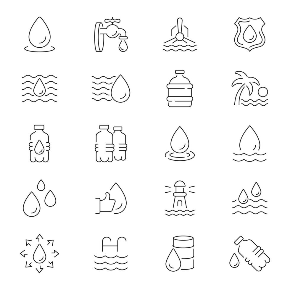 Water Outline Icon Set 59248105 Vector Art at Vecteezy