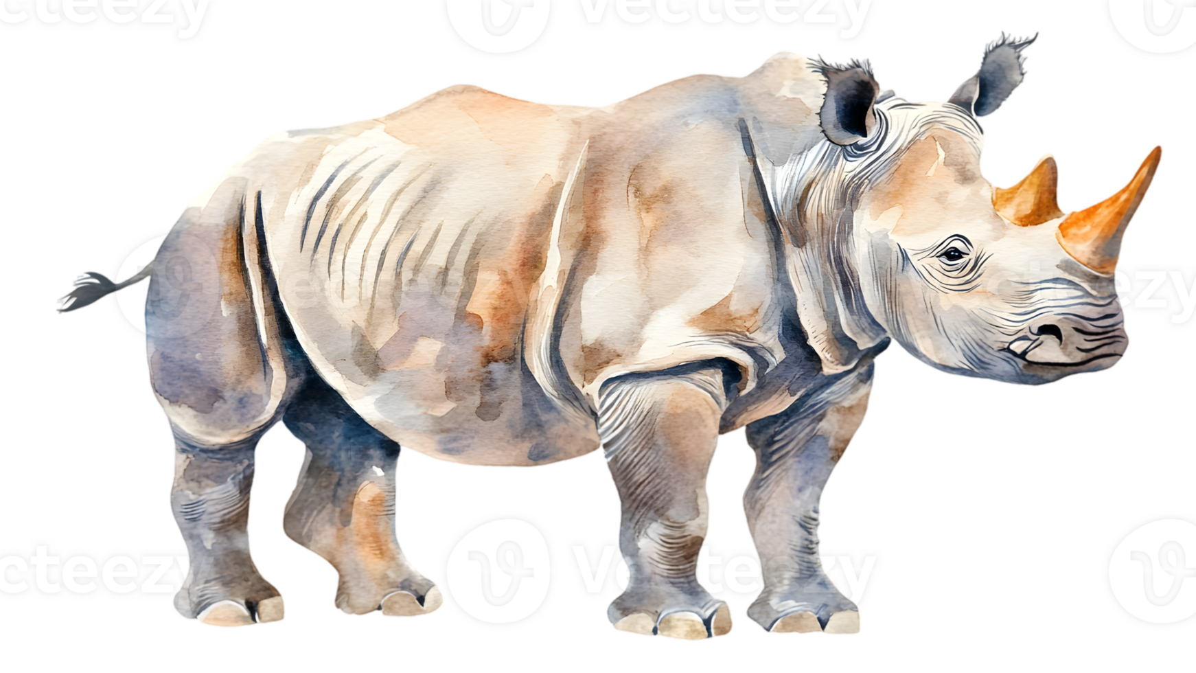 Watercolor Illustration Of A White Rhinoceros 59248690 PNG