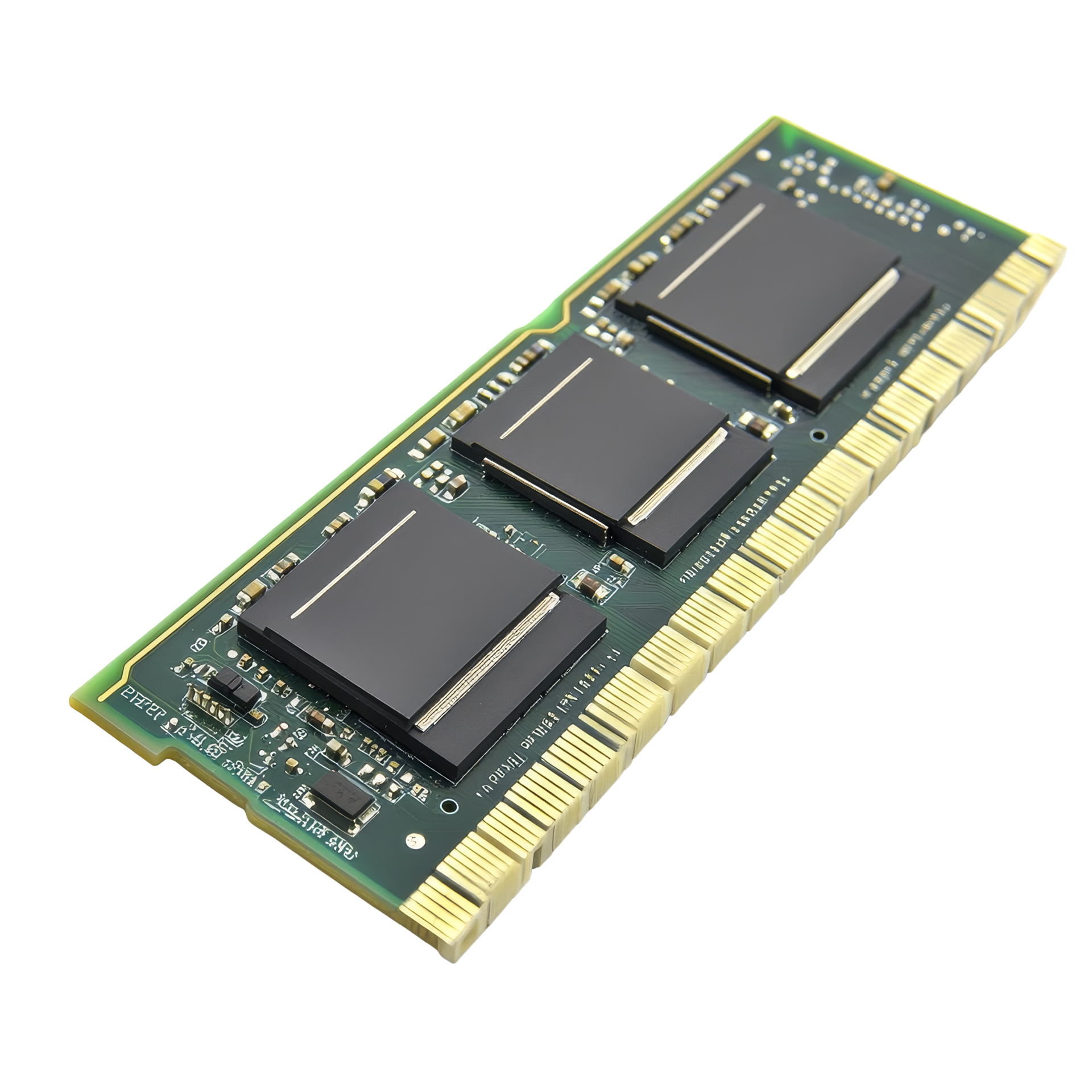 DDR SDRAM memory module isolated on a transparent background for computer hardware analysis, ddr ...
