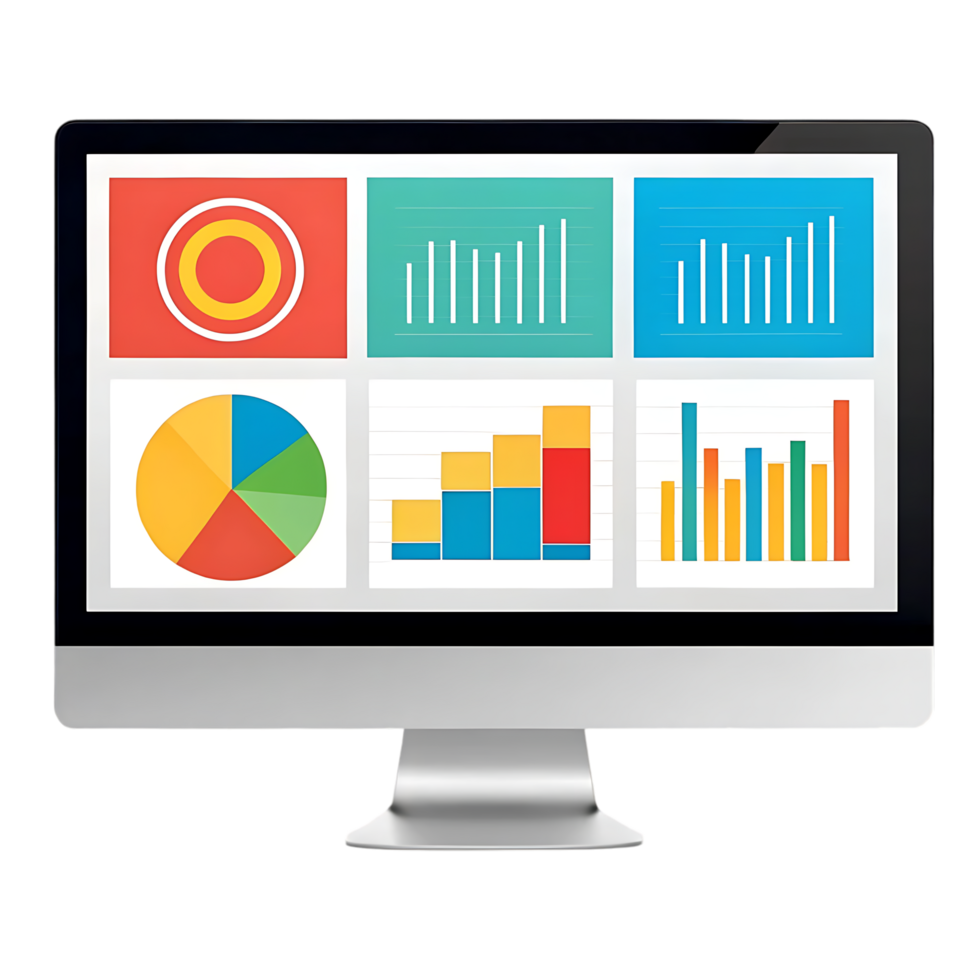 Colorful Data Charts On A Computer Screen 59253471 Png
