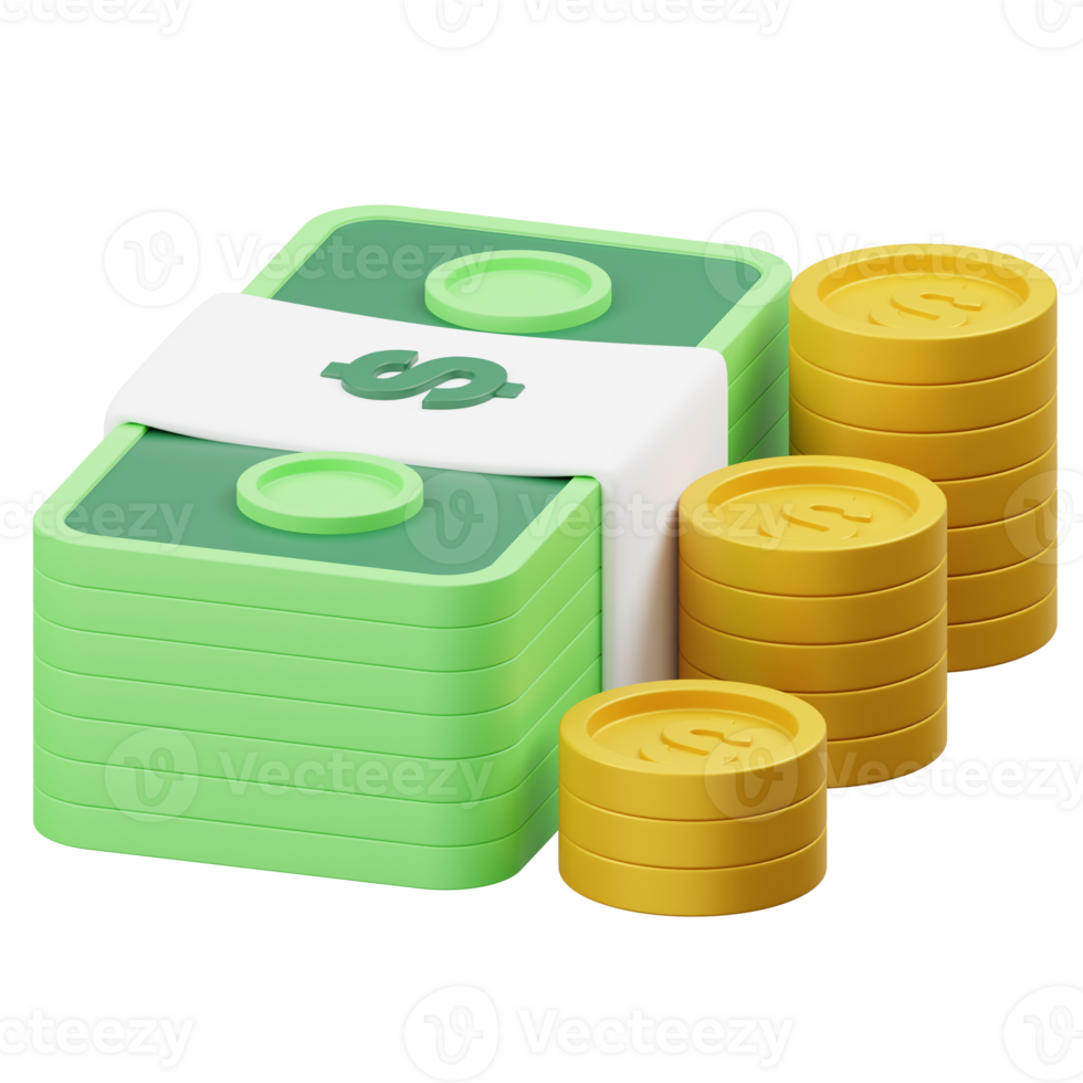 Coins And Dollar 3D object Illustration 59282839 PNG