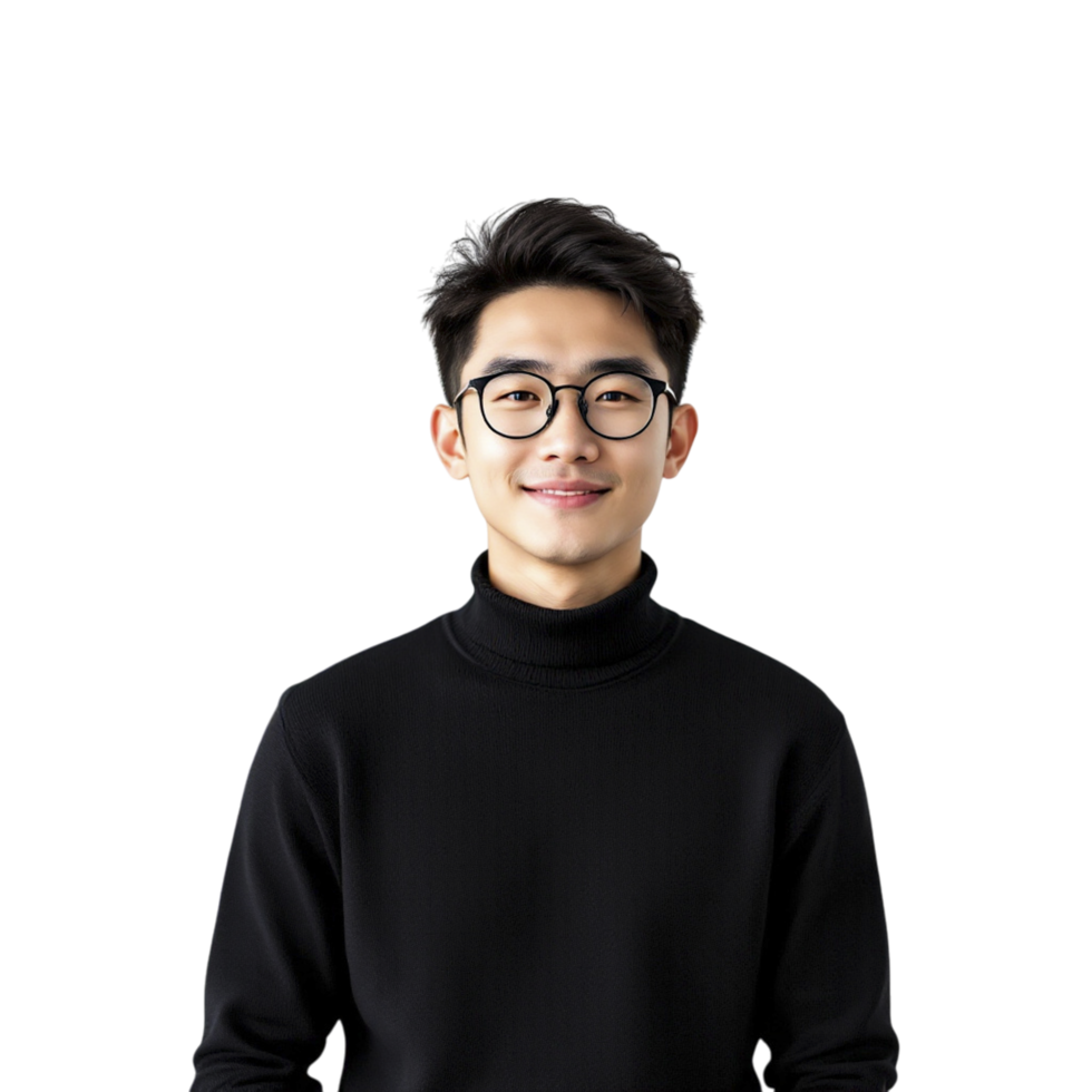 Young man wearing glasses and black turtleneck 59283329 PNG