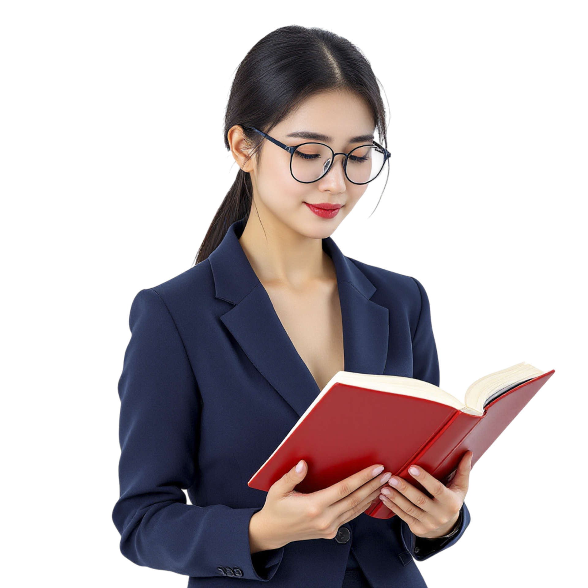 Asian business woman reading book 59283334 PNG