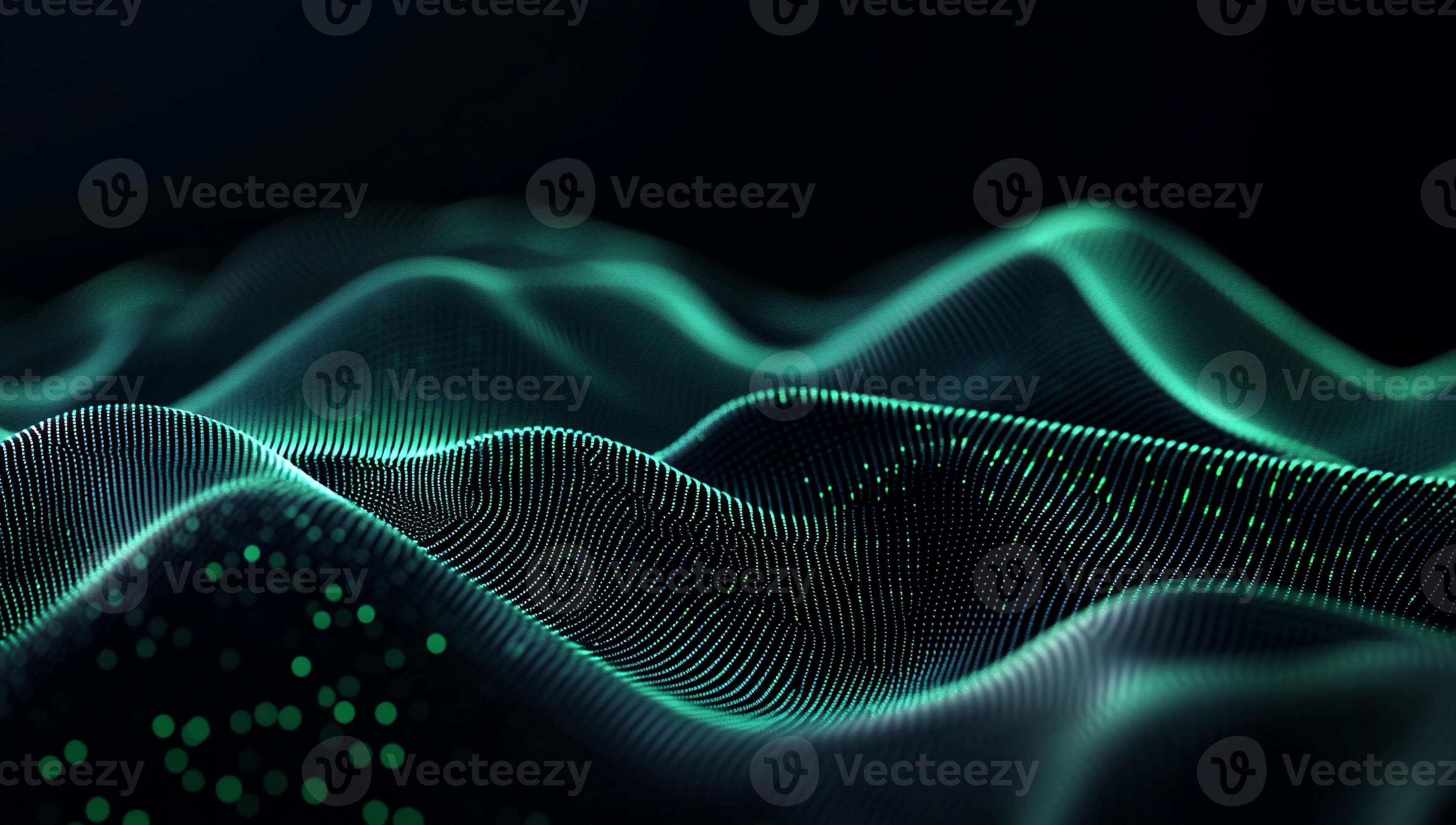 Abstract digital wave pattern with glowing particles. Dynamic ...