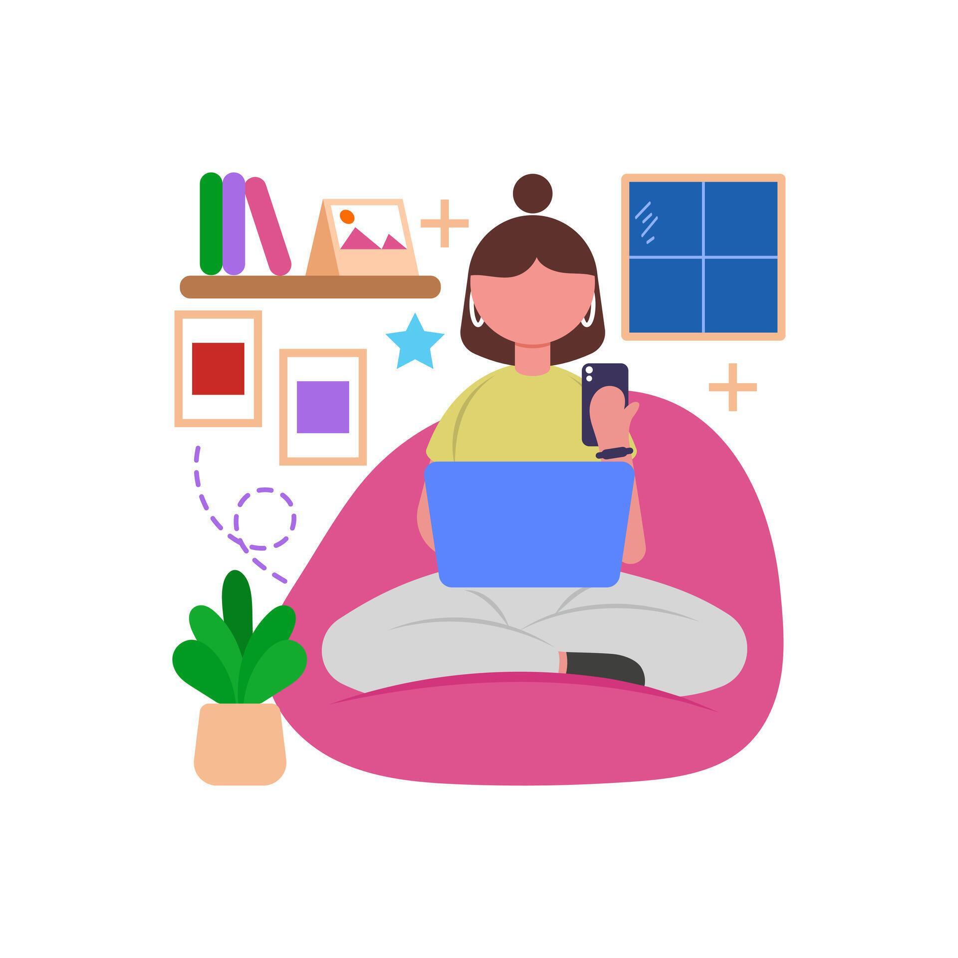 Multitask by Using Multiple Devices 59297486 Vector Art at Vecteezy