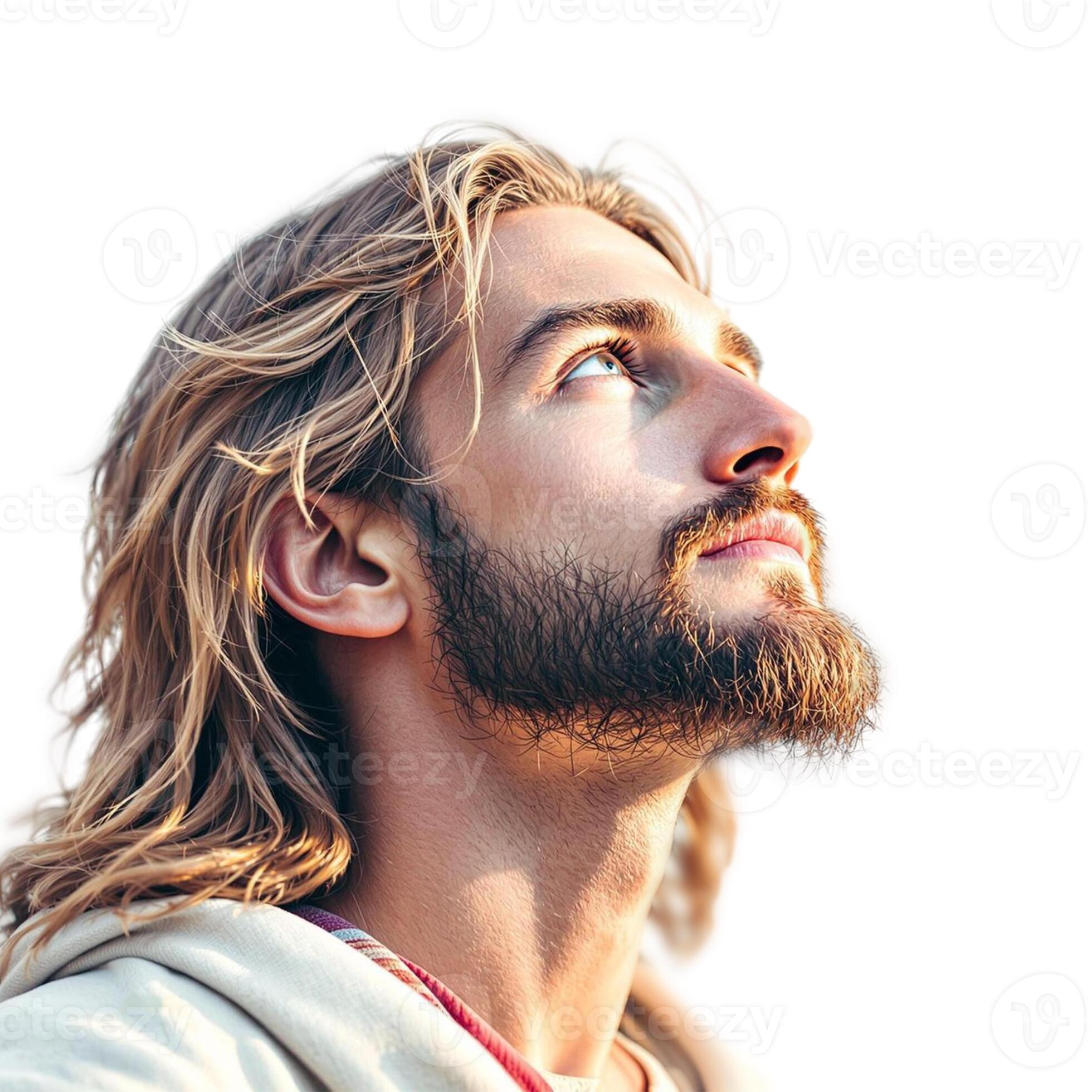 A man with long hair and beard looking up 59306577 Stock Photo at Vecteezy