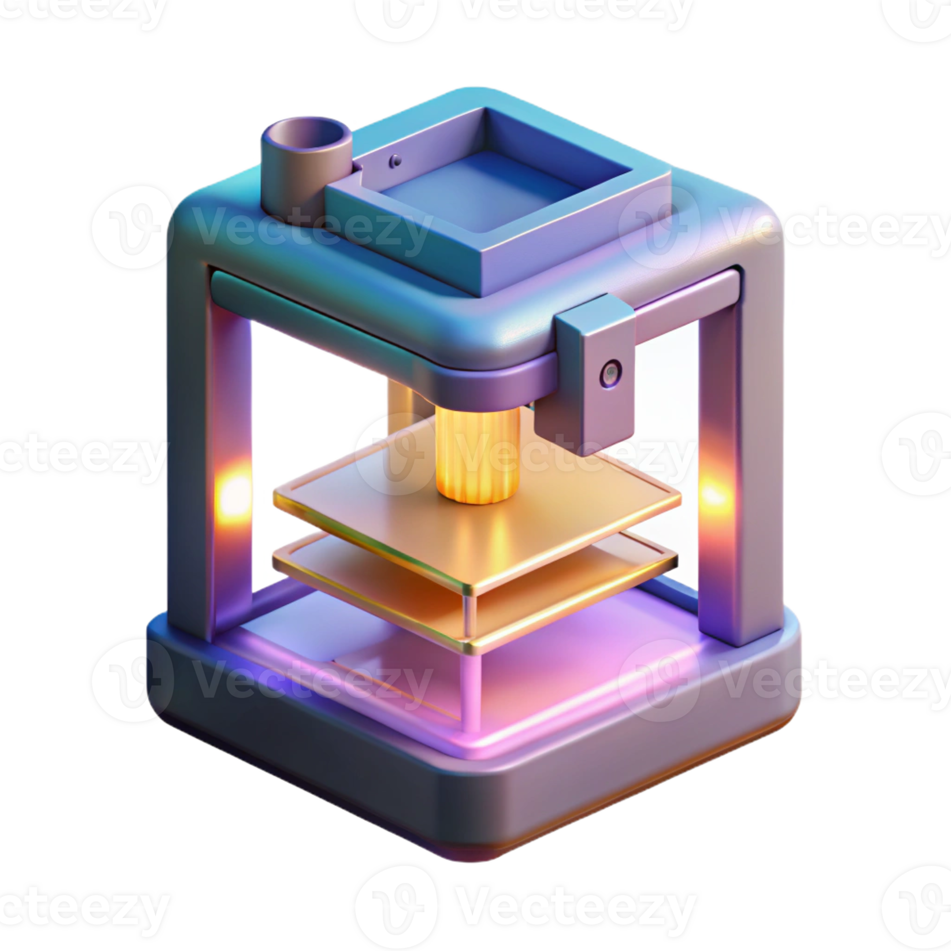 Serene Artistic A 3d Printer Creating A Complex Object Layer By Layer Illuminated By The