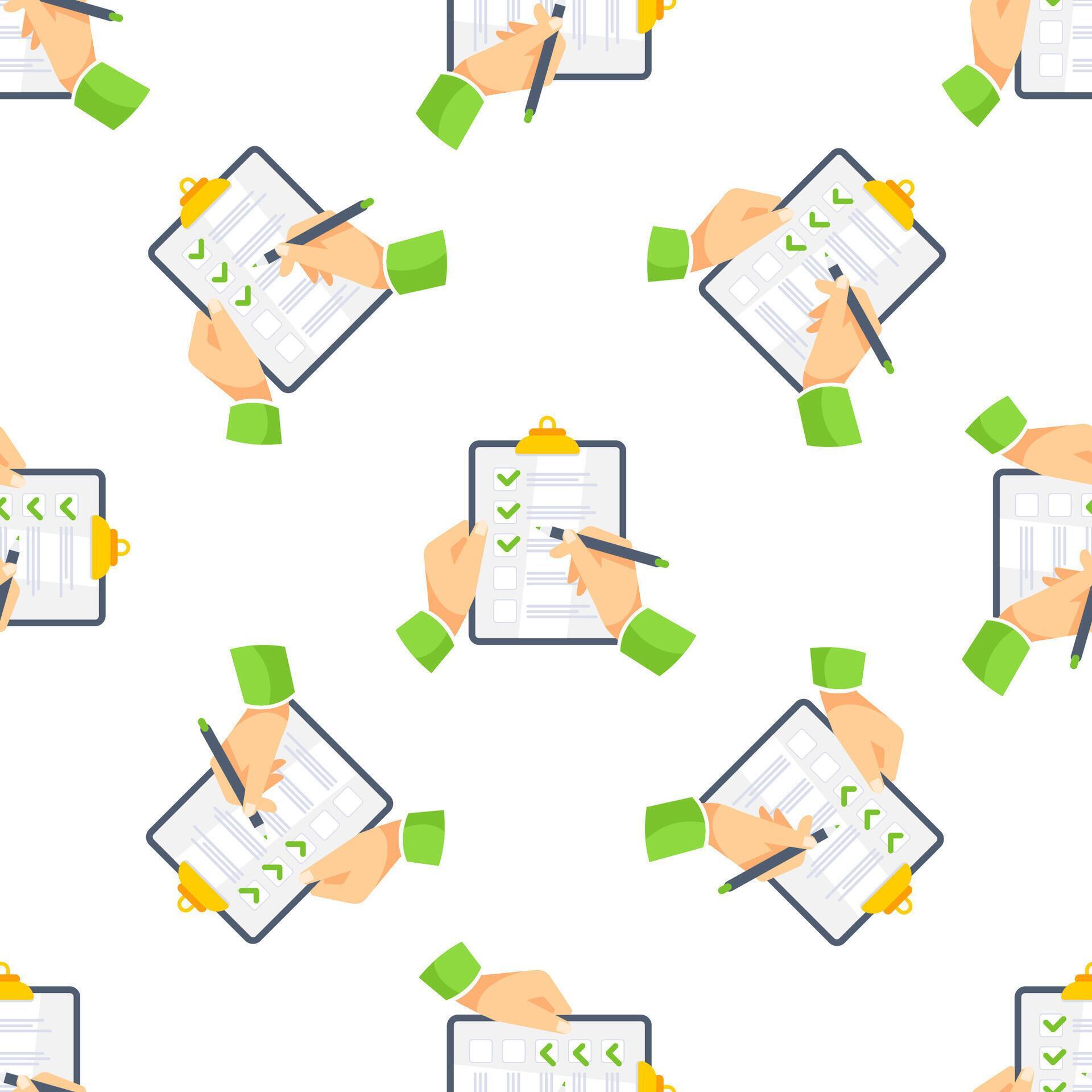 Hands Completing Checklist On Clipboard Seamless Pattern Background 59335048 Vector Art At Vecteezy