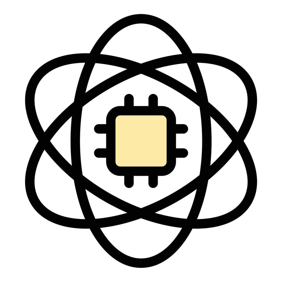 Artificial Intelligence icon flat line style illustration representing AI technology, automation ...