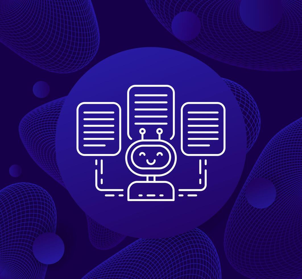 automated document management icon with robot, line 59366480 Vector Art ...