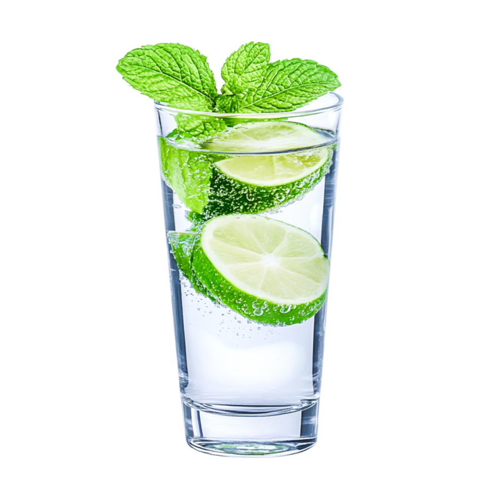 Refreshing Citrus Drink with Lime and Mint in Clear Glass 59367260 PNG