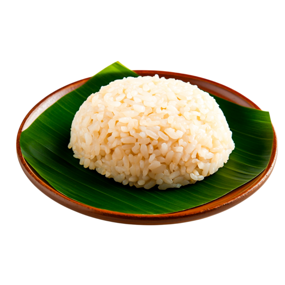 Cooked white rice served banana leaf plate with a wooden rim 59368094 PNG Cooked white rice served banana leaf plate with a wooden rim 59368094 PNG