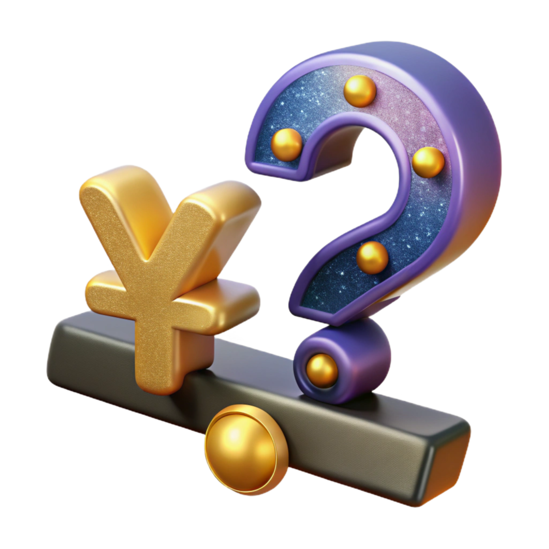serene classic Yen Symbol and Question Mark on Seesaw Transparent Background original 59369975 PNG