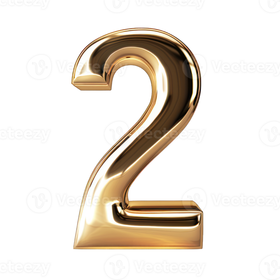 gold number 2 on transparent background 59370025 PNG