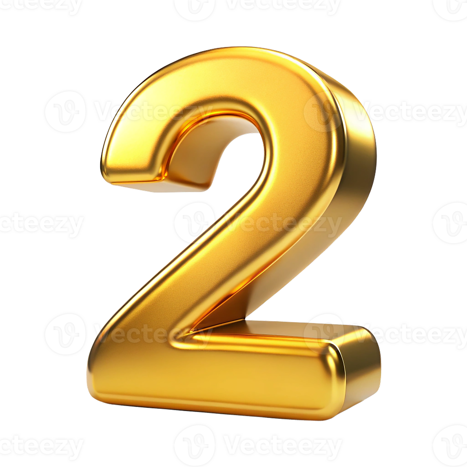 3D Golden Number two with Metallic Reflection and Shiny Font Design, Two 3d gold 59372663 PNG