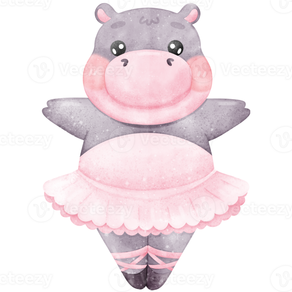 Sweet Watercolor Baby Hippo 59372932 PNG