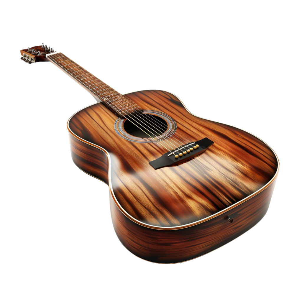 Traditional Acoustic Guitar with Beautiful Wood and Curves Isolated on Transparent Background ...