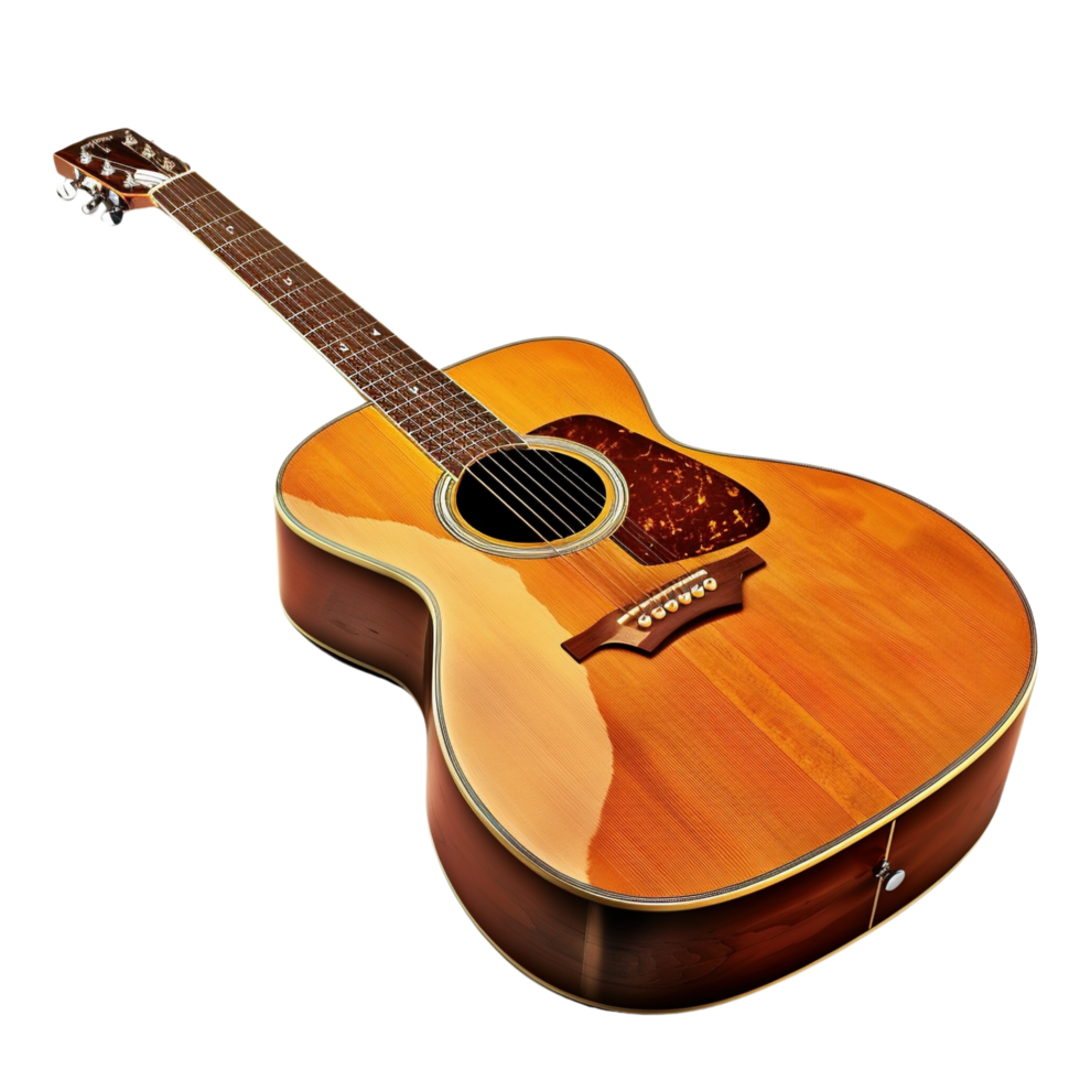 Elegant Acoustic Guitar with Rich Wood Tones and Curves Isolated on Transparent Background ...