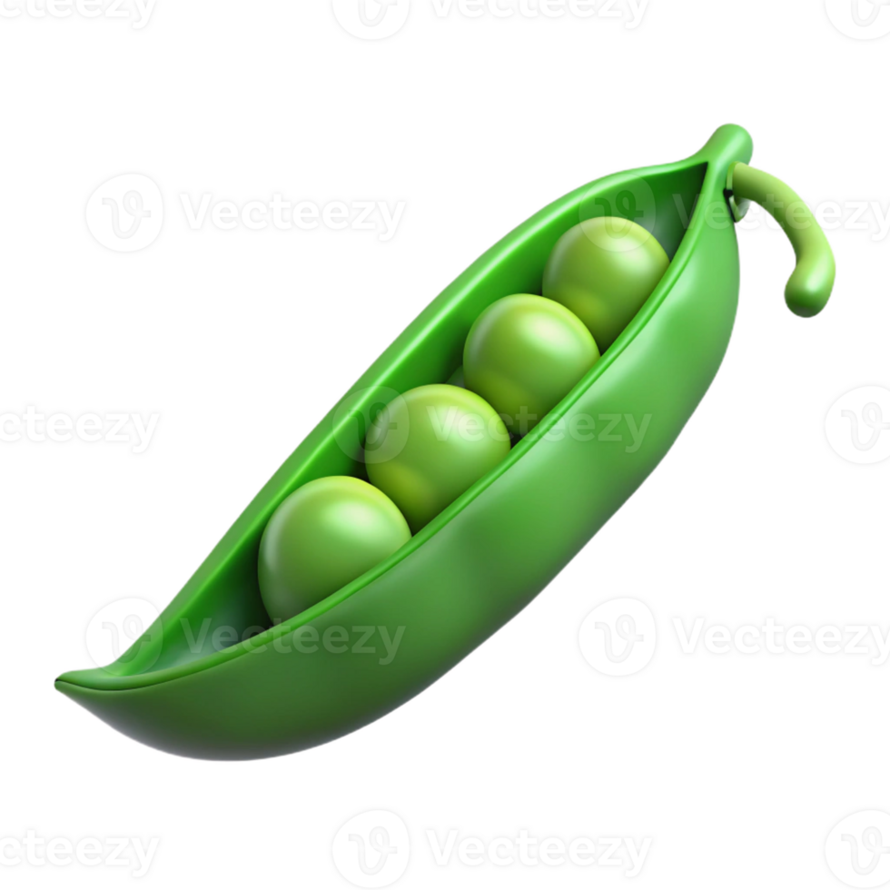 dramatic artistic One green pea pod, slightly open 4K 59395914 PNG