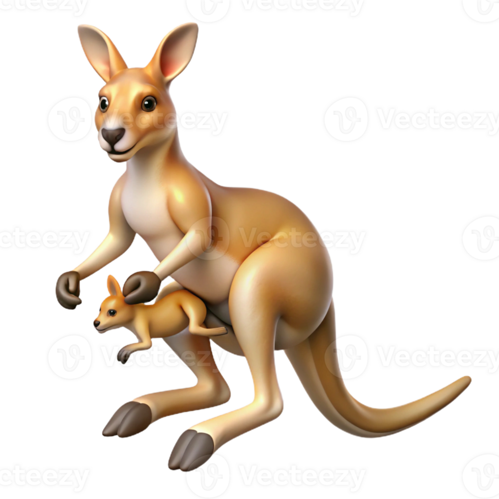 beautiful traditional A kangaroo, hopping with joey in pouch premium 59398304 PNG