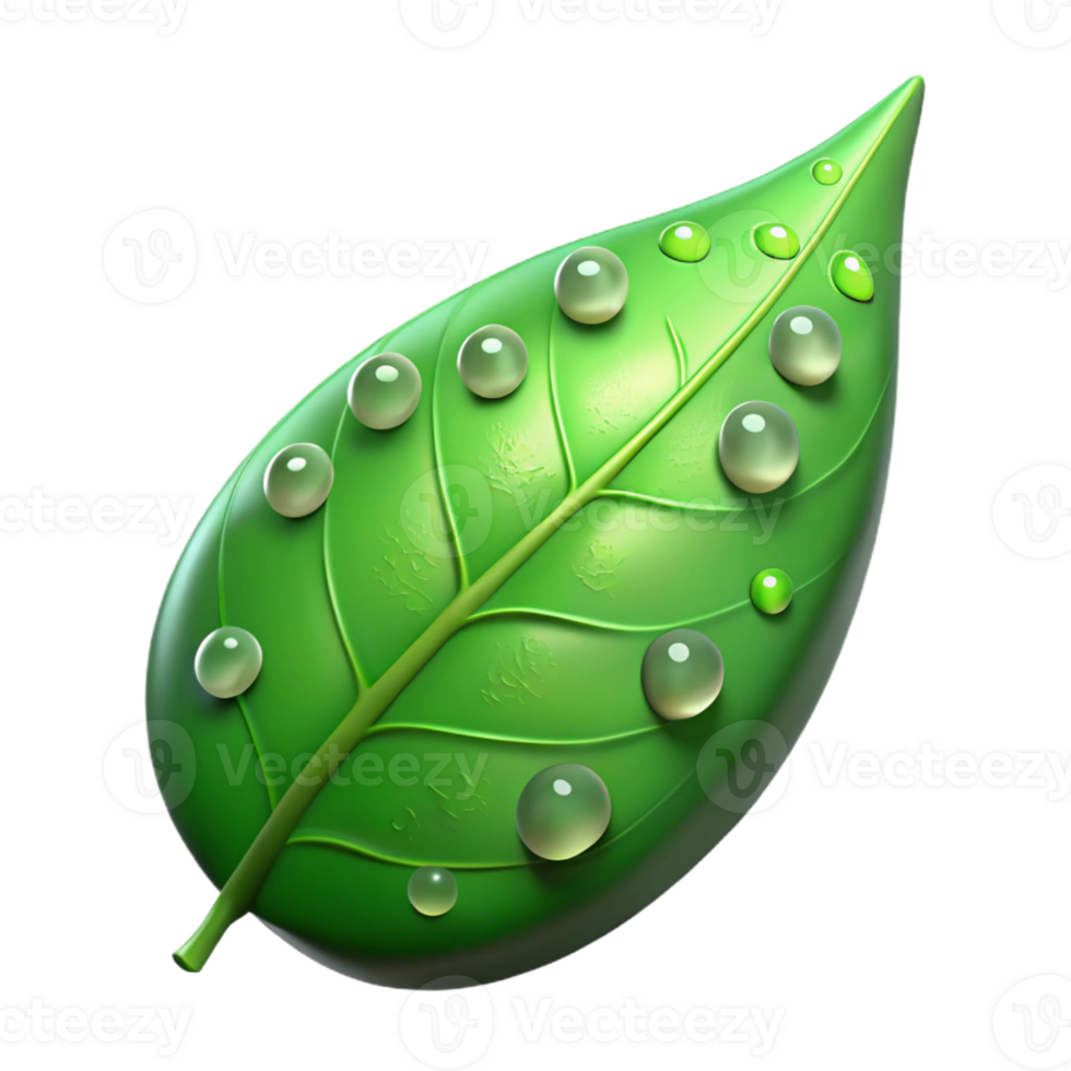 extraordinary minimalist Green leaf with water droplets original 59399165 PNG