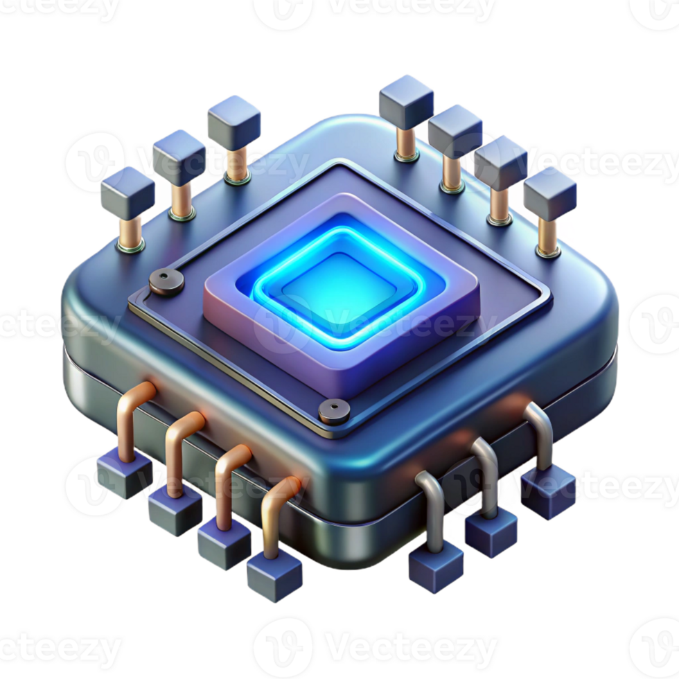 Dramatic Creative Quantum Computer Processor With Glowing Circuits