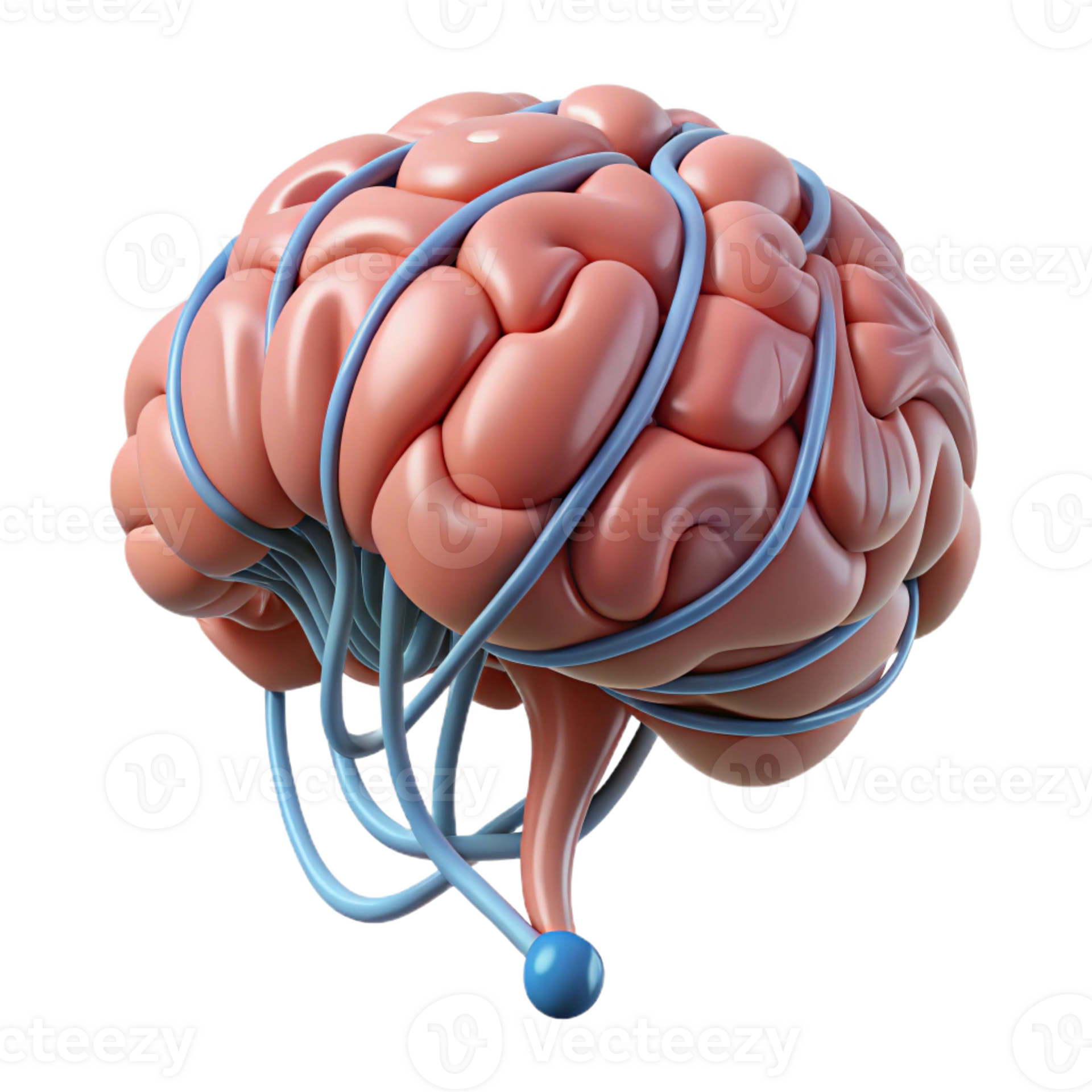 Magnificent Modern A Single Stylized Brain With Intricate Neural