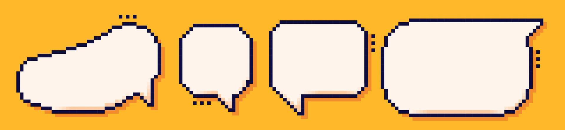 Four pixel dialogue boxes. Speech bubbles drawn in 8 bit Y2k style on ...