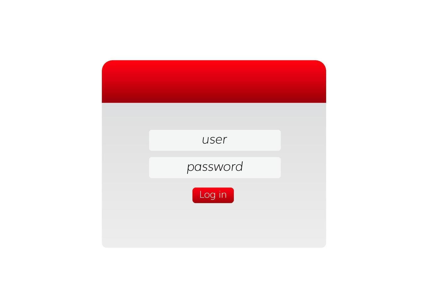 Simple online login interface with username and password fields in red and gray 59414425 Vector ...