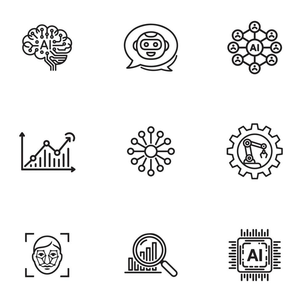Artificial Intelligence Technology Icons Set 59416615 Vector Art at ...