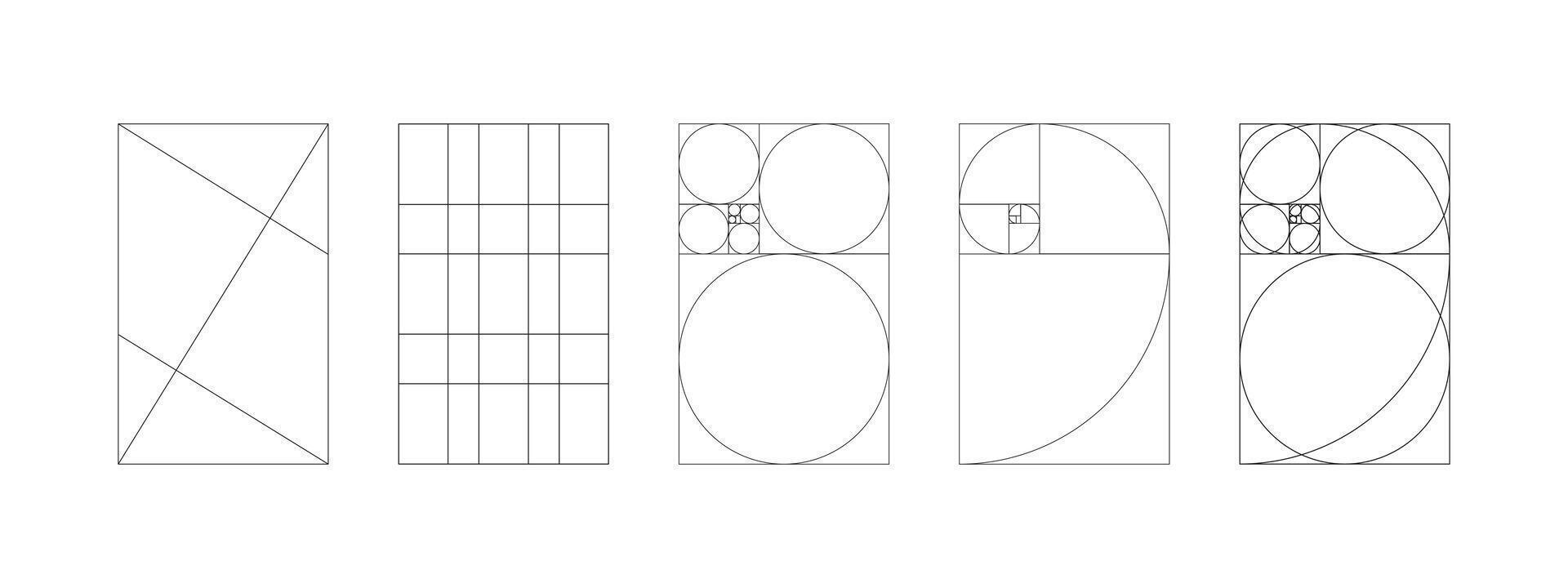 Set Of Golden Ratio Patterns Method Golden Section Mockup Fibonacci