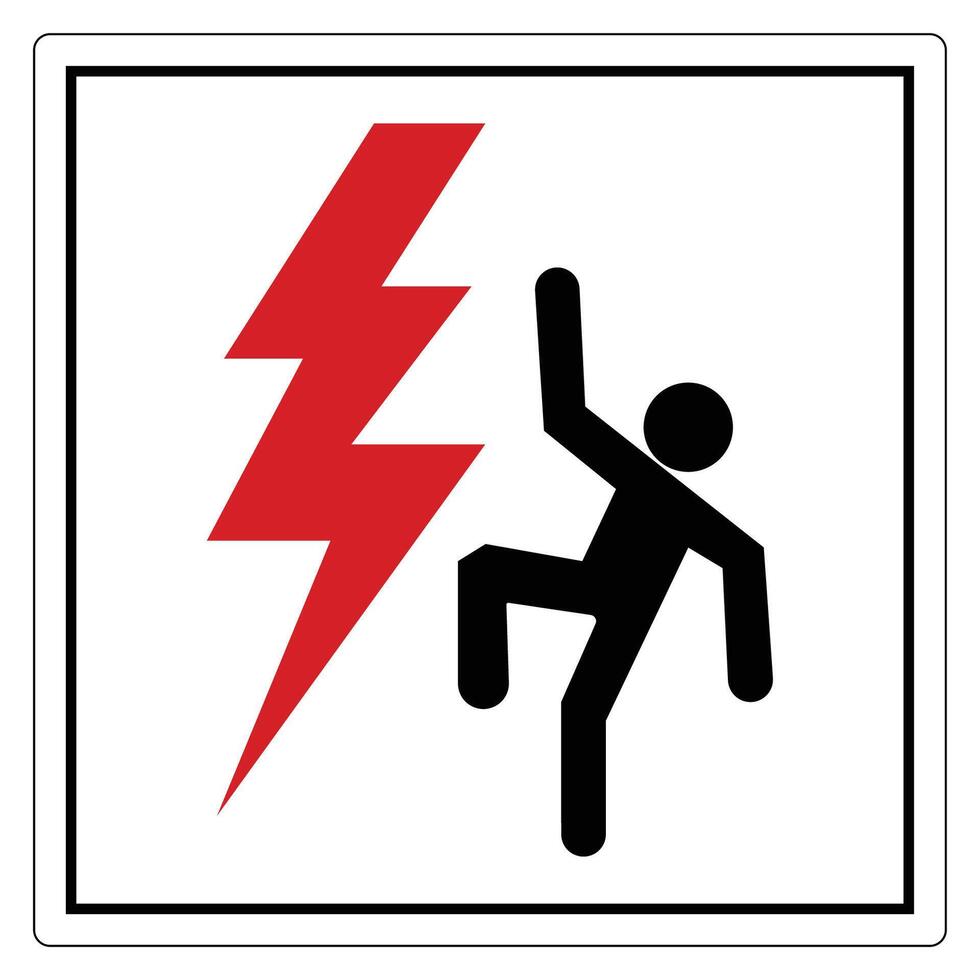 Caution Symbol Warning of Electrical Hazard with Lightning Bolt Description and Risk Indicator ...