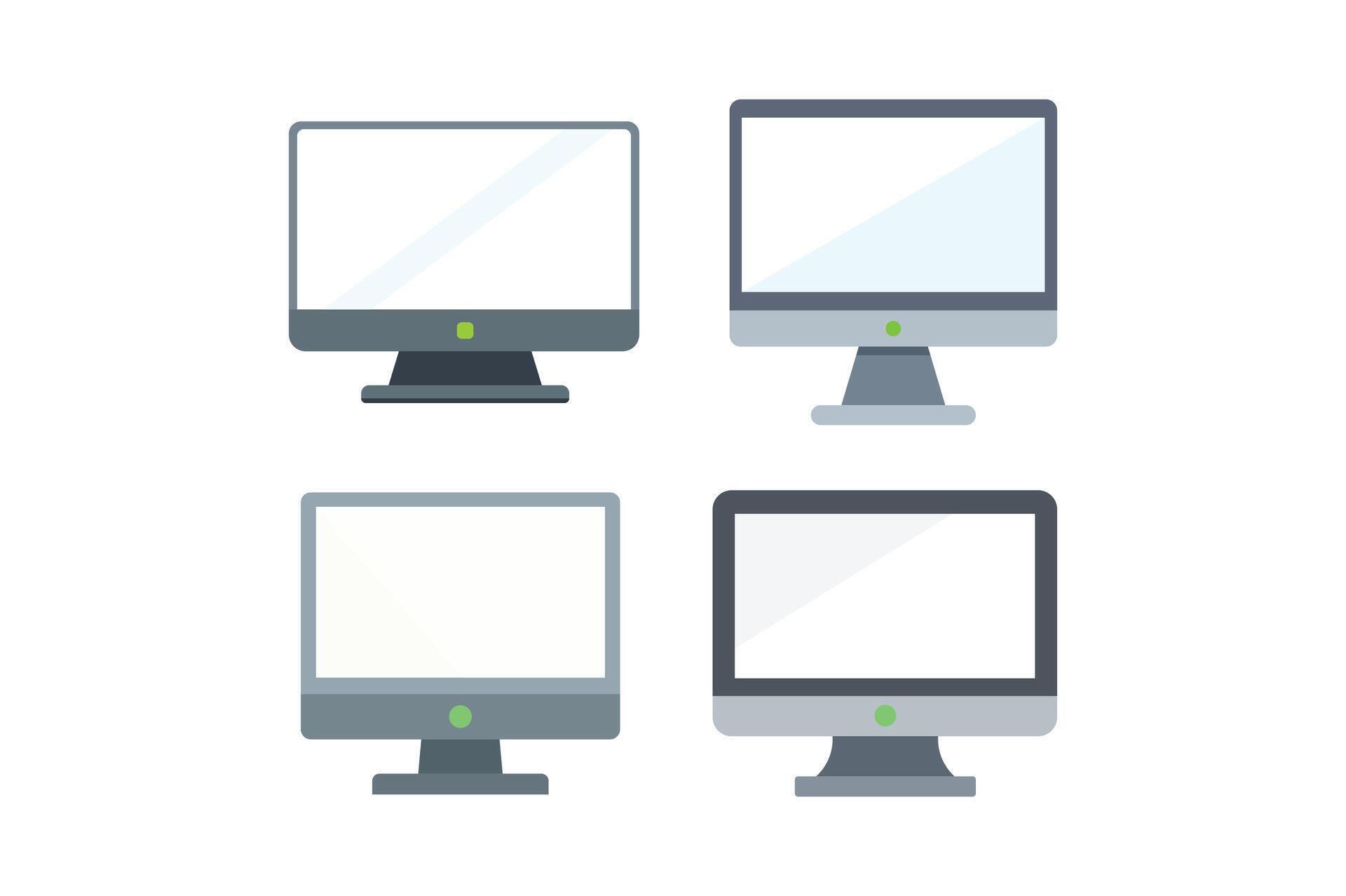Flat Design Computer Monitor Icon Set, computer monitor icon, desktop monitor flat icon ...