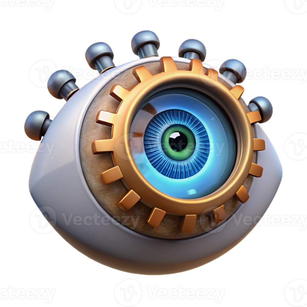 beautiful classic Steampunk cyborg eye with gears and a glowing iris premium 59441258 PNG