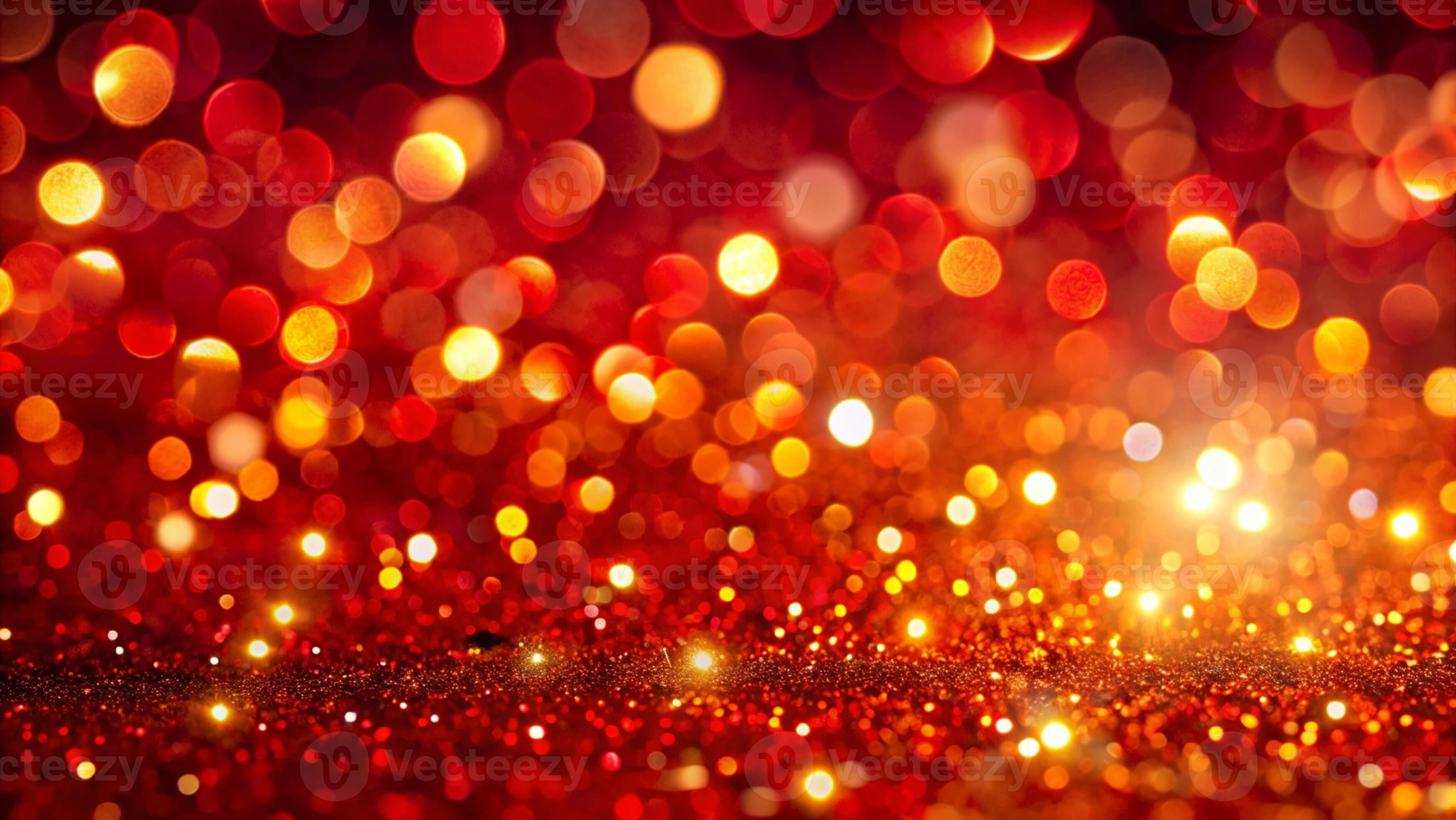Red background, gold star glitter, gold star glitter background and bokeh blur, illustration ...