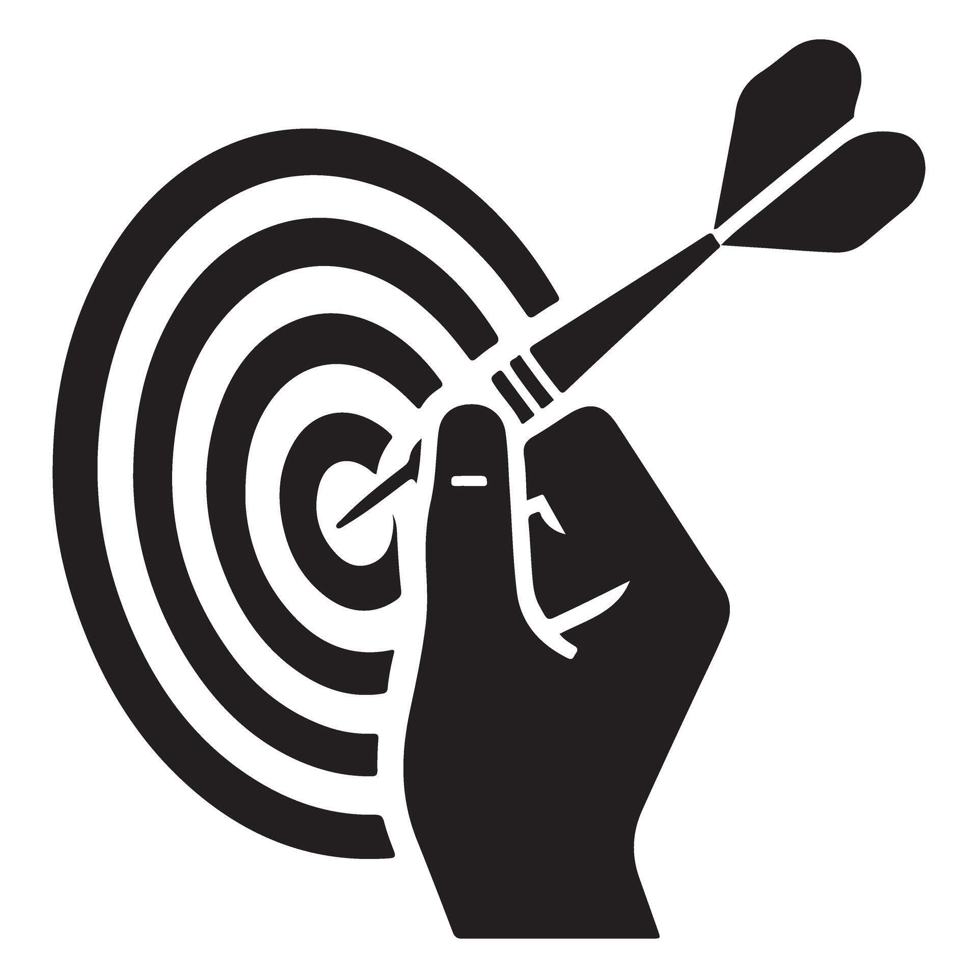 Dart in Target Silhouette Precision Accuracy Game Sport Aim Skill 59447622 Vector Art at Vecteezy