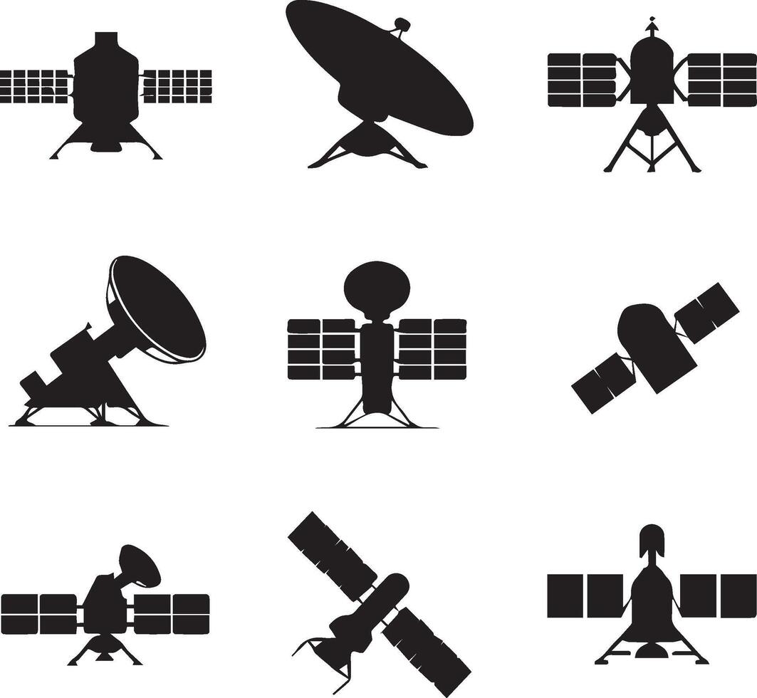 Space satellite icons set 59448064 Vector Art at Vecteezy